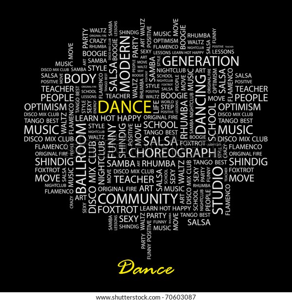 Dance Word Collage On Black Background Stock Vector (Royalty Free) 70603087