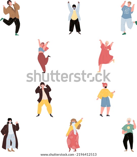 Dancing Characters Isolated On White Background Stock Vector (Royalty ...