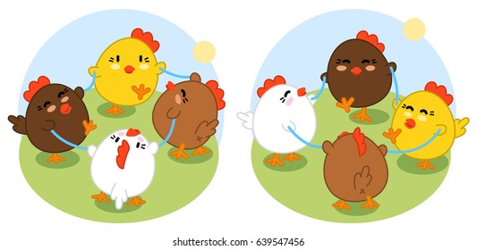 Dancing Chicken Holding Rope Circle Set Stock Vector (Royalty Free ...