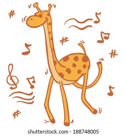 Dancing Giraffe Cartoon Doodle Stock Vector (Royalty Free) 188748005 ...