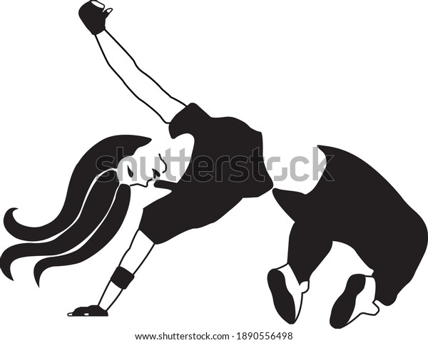 Dancing Girl Black White Vector Illustration Stock Vector (Royalty Free ...