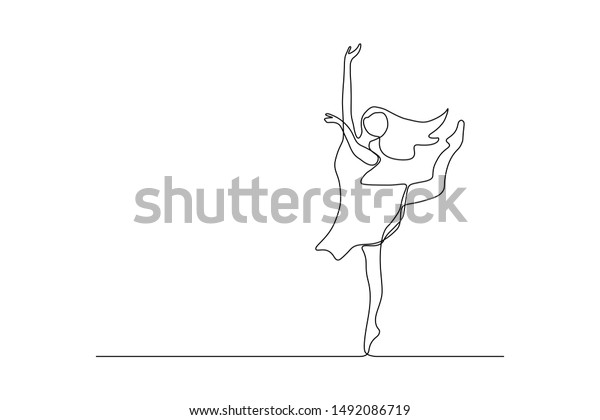 Dancing Girl Continuous Line Art Drawing Stock Vector (Royalty Free ...