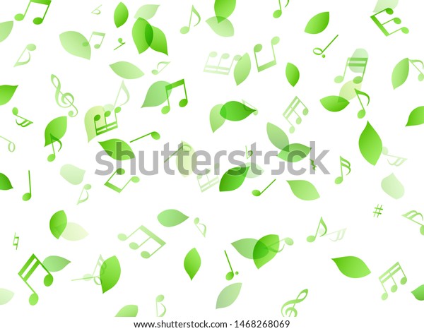 Dancing Green Leaves Music Notes Background Stock Vector (Royalty Free ...