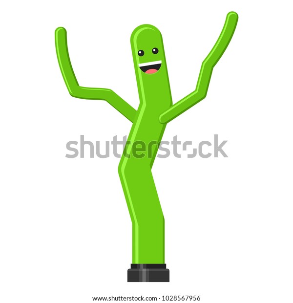 Dancing Inflatable Green Tube Man Flat: vector de stock (libre de ...