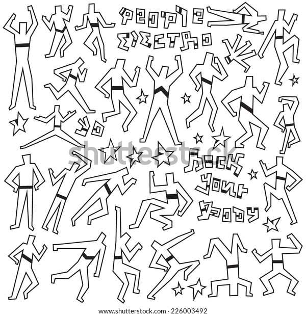 Dancing People Doodles Set Stock Vector (Royalty Free) 226003492 ...