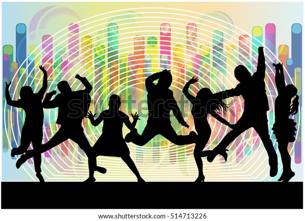 Dancing People Silhouettes Abstract Background Stock Vector (Royalty ...
