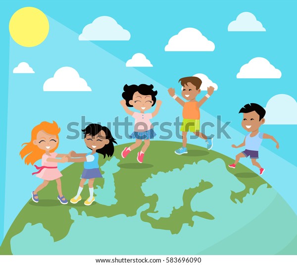 Dancing Playing On Planet Earth Surface: vector de stock (libre de ...