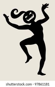 Dancing Pumpkin 01 Halloween Dancer Silhouette Stock Vector (Royalty ...