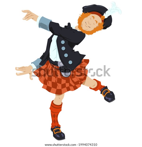 Dancing Scotsman Man Scottish Costume Illustration Stock Vector ...