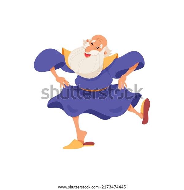 Dancing Wizard Cartoon Illustration Funny Elderly: เวกเตอร์สต็อก (ปลอด ...
