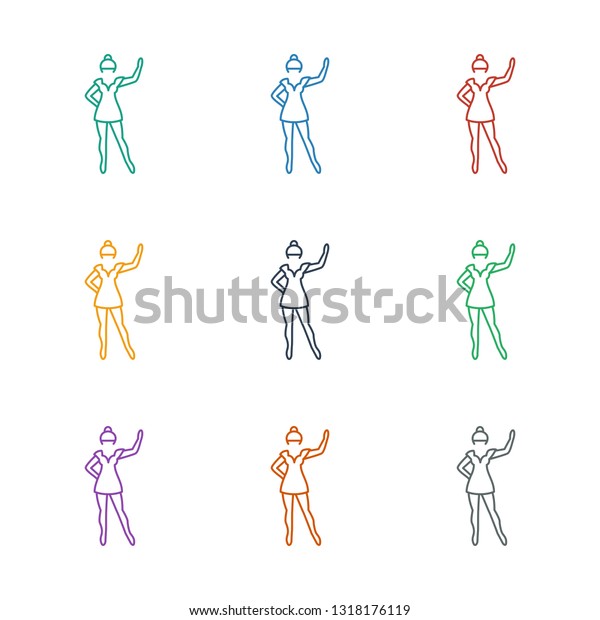 Dancing Woman Icon White Background Editable Stock Vector (Royalty Free ...