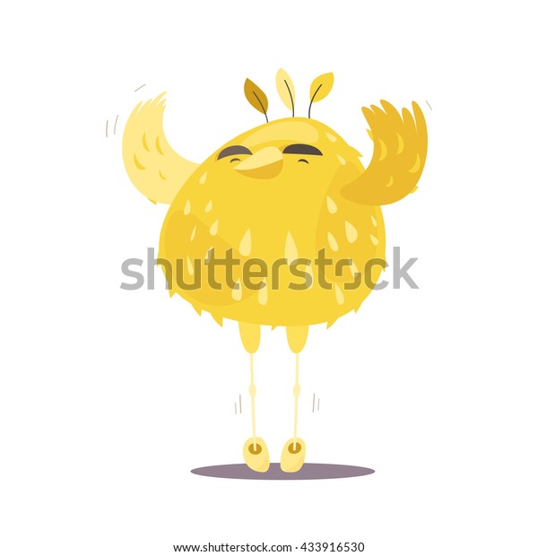 Dancing Yellow Bird Cute Cartoon Birdie Stock Vector (Royalty Free ...