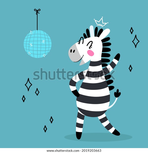 Dancing Zebra Flat Cartoon Style Funny Stock Vector (Royalty Free ...