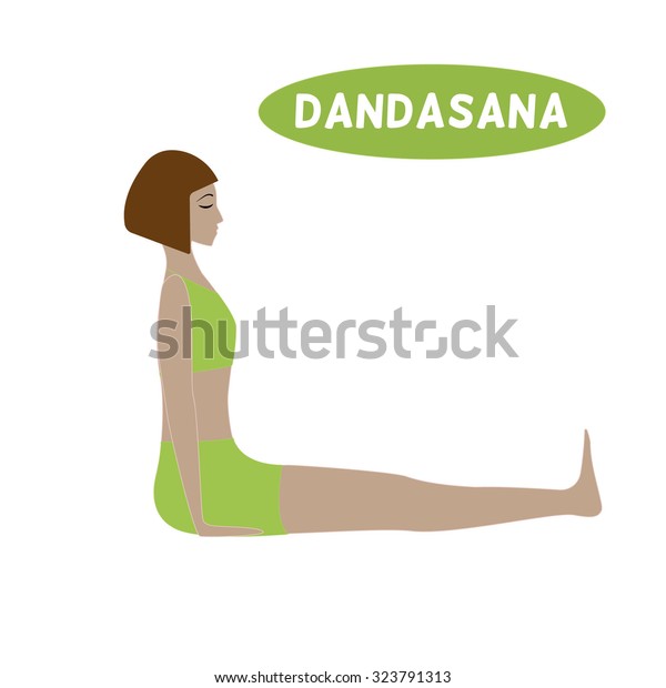 Dandasana. Vector yoga pose illustration. Yoga class, yoga center, yoga ...