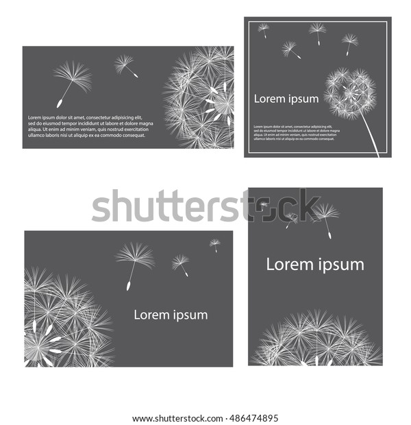 Dandelion Cards Set Vector Stock Stock Vector (Royalty Free) 486474895