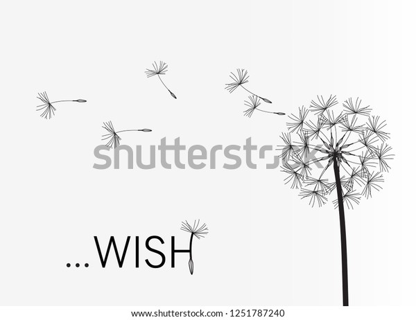 Dandelion Vector Wish Simple Minimalist Style Stock Vector (Royalty ...