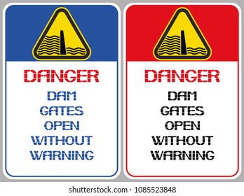 Danger Dam Gates Open Without Warning: vector de stock (libre de ...