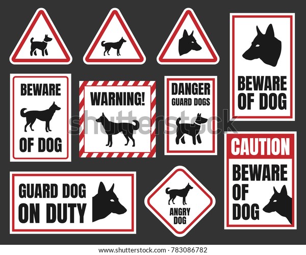 Danger Dog Signs Beware Dog Stock Vector (Royalty Free) 783086782 ...