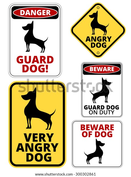 Danger Dog Signs Humorous Comic Labels Stock Vector (Royalty Free ...