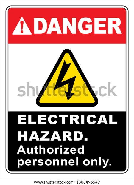 Danger Electric Hazard Sign Stock Vector (Royalty Free) 1308496549