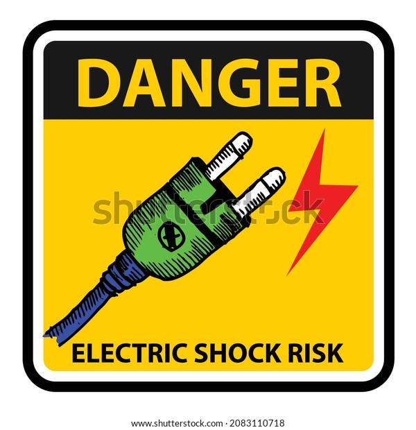 Danger Electric Shock Risk Sticker Label Stock Vector (Royalty Free ...