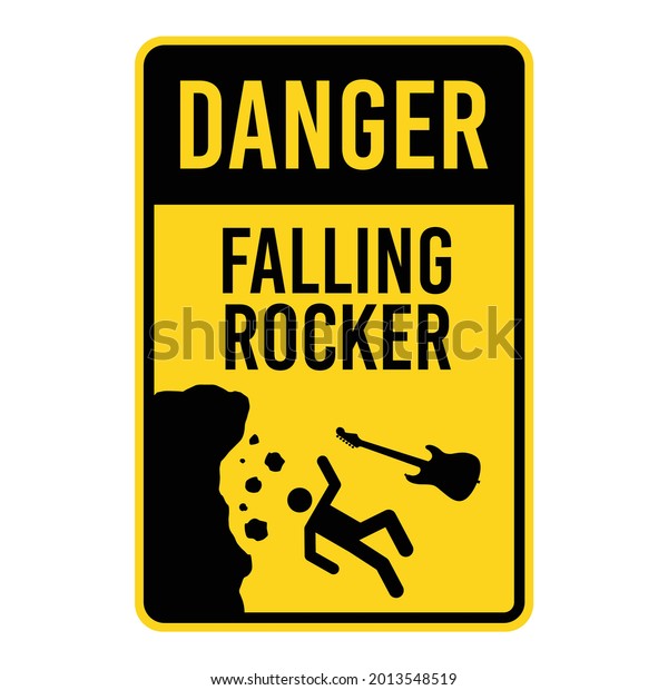 Danger Falling Rocker Humorous Funny Sign Stock Vector (Royalty Free ...