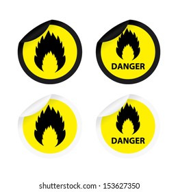 Danger Fire Sticker Label Vector Stock Vector (Royalty Free) 153627350 ...
