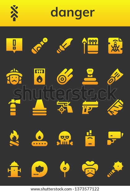 Danger Icon Set 26 Filled Danger Stock Vector (Royalty Free) 1373577122 ...