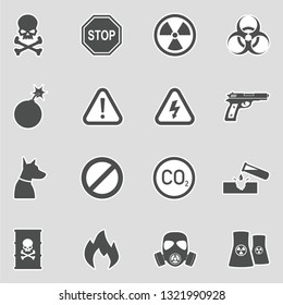 Danger Icons Sticker Design Vector Illustration Stock Vector (Royalty ...