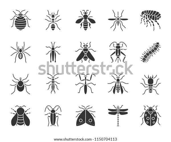 Danger Insect Silhouette Icons Set Sign Stock Vector (Royalty Free ...