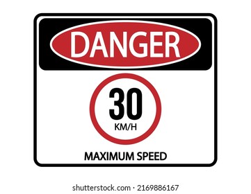 Danger Maximum Speed 30kmh Maximum Permitted Stock Vector (Royalty Free ...