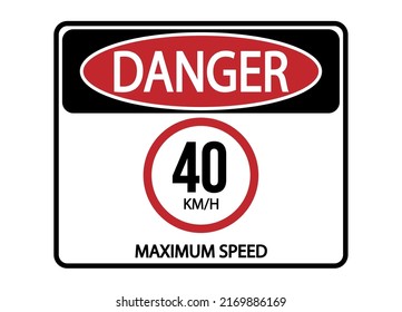 Danger Maximum Speed 40kmh Maximum Permitted Stock Vector (Royalty Free ...