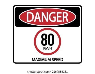 Danger Maximum Speed 80kmh Maximum Permitted Stock Vector (Royalty Free ...