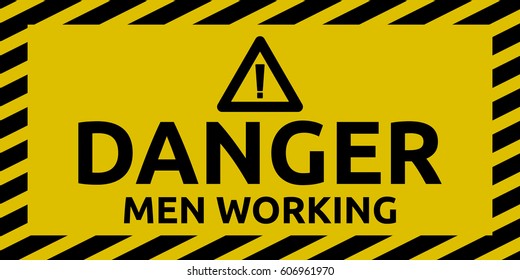 Danger Men Working Sign Stock Vector (Royalty Free) 606961970
