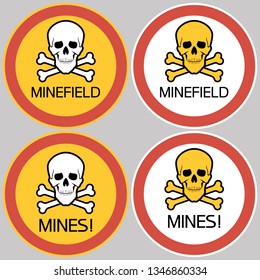 Danger Mines Round Signs Set Hazard Stock Vector (Royalty Free ...