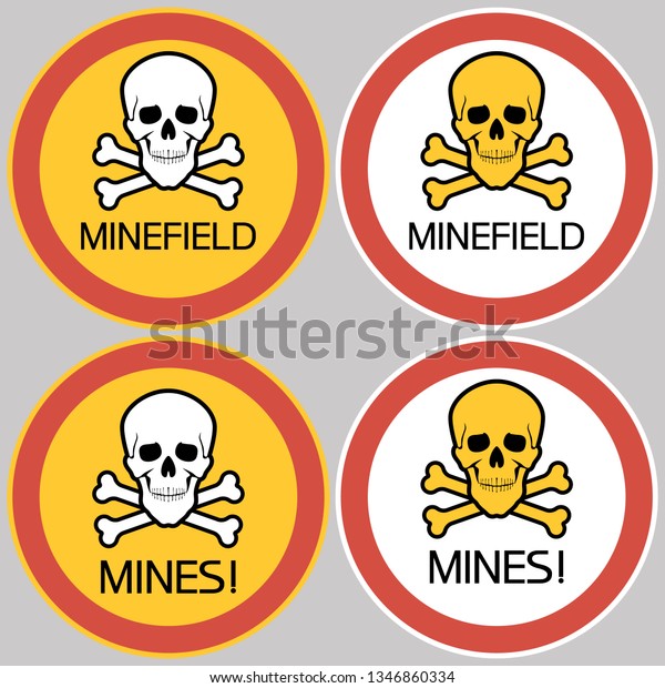 Danger Mines Round Signs Set Hazard Stock Vector (Royalty Free ...