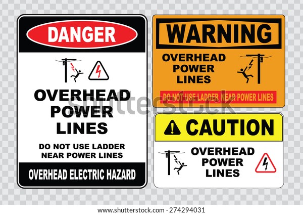 Danger Overhead Power Lines Electrical Safety Stock Vector (Royalty ...