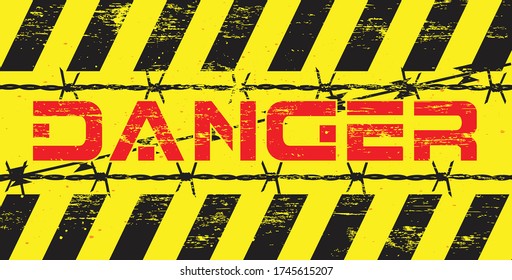Danger Sign Banner Warning Text On Stock Vector (Royalty Free ...