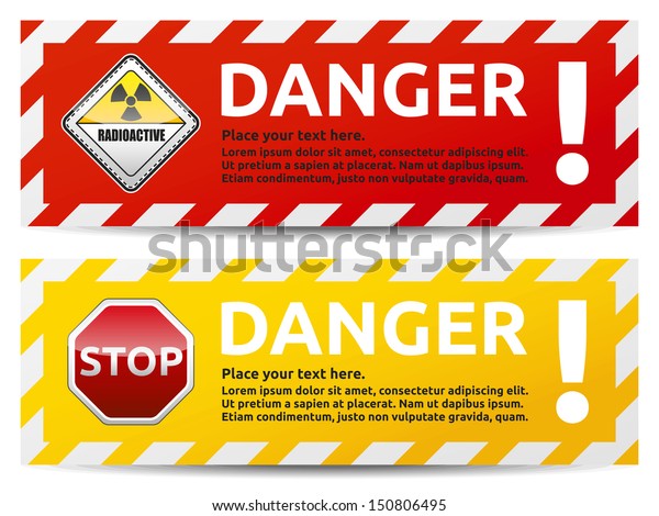 Danger Sign Banner Warning Text Isolated Stock Vector (Royalty Free ...