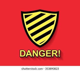 Danger Sign Shield Stock Vector (Royalty Free) 353890823 | Shutterstock