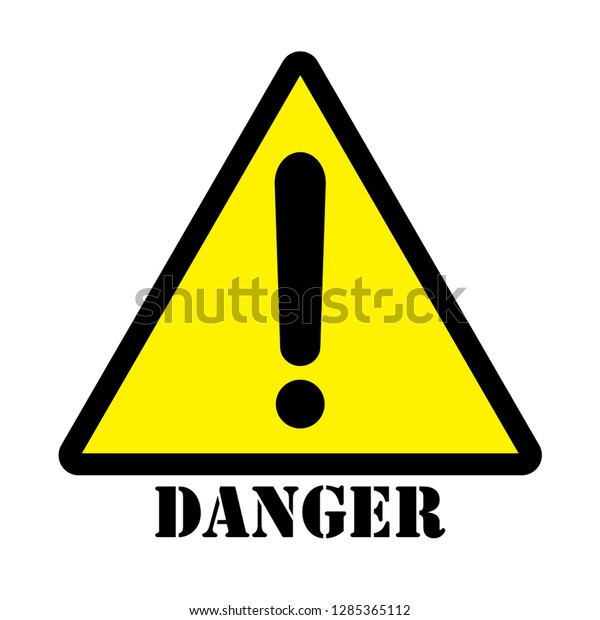 Danger Triangle Yellow Background Sign Exclamation Mark Inside Isolated