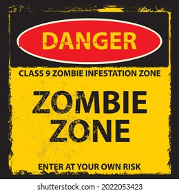 Danger Zombie Zone Sign Sticker Vector Stock Vector (Royalty Free ...