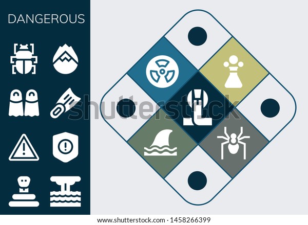 Dangerous Icon Set 13 Filled Dangerous Stock Vector (Royalty Free ...