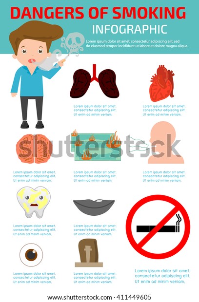 Image vectorielle de stock de Dangers de la cigarette Éléments ...