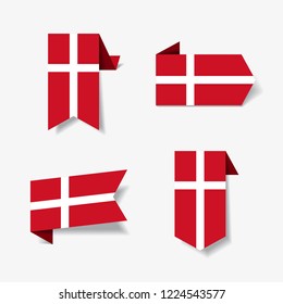 Danish Flag Stickers Labels Set Vector Stock Vector (Royalty Free ...