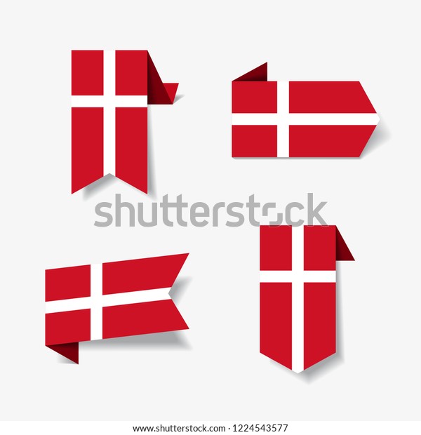 Danish Flag Stickers Labels Set Vector Stock Vector (Royalty Free ...