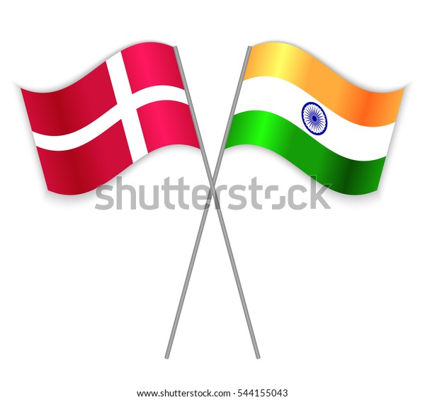 Danish Indian Crossed Flags Denmark Combined Stock Vector (Royalty Free ...