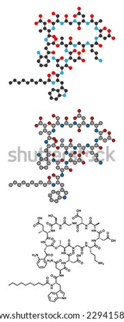 Daptomycin Antibiotic Drug Molecule Conventional Skeletal Stock Vector ...