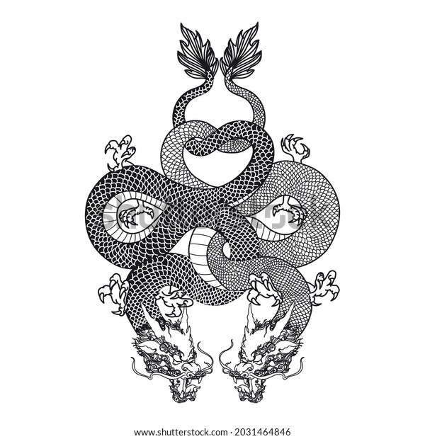 Dargon Tattoo Art Hand Drawing Sketch Stock Vector (Royalty Free ...