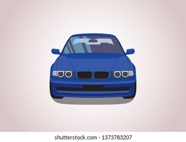 「Dark Blue Car Front View Bmw」のベクター画像素材（ロイヤリティフリー） 1373783207 ...